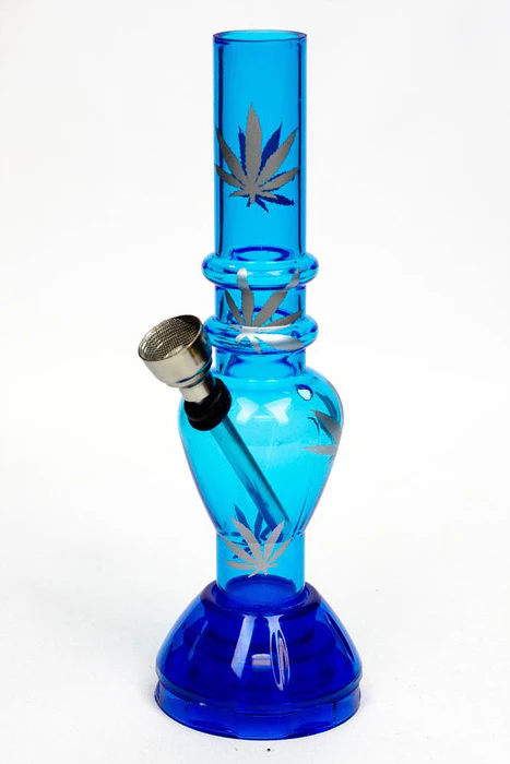Bong - Acrylic With Grinder - Patterned/Clear - 16CM | Smack That